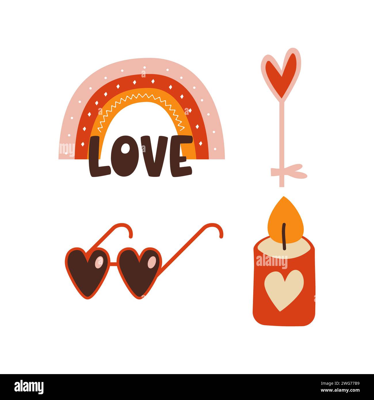 Valentines day elements designs set. Valentine flat clipart collection ...