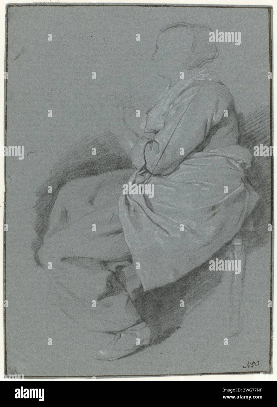 Seated Woman, in Profile to the Left, Wearing an Apron, Cornelis ...