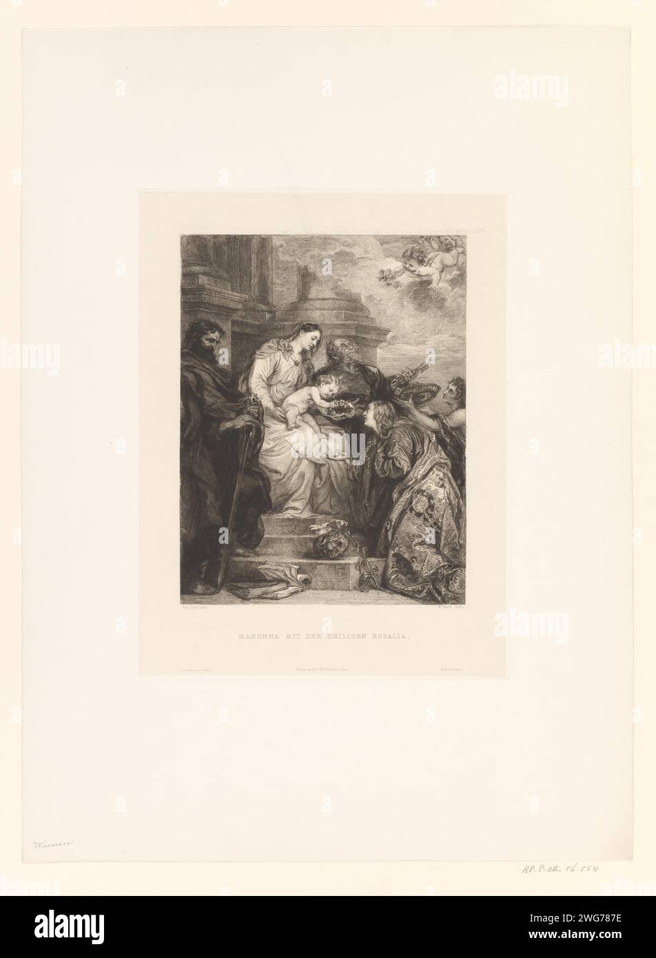 Maria with child Saint Rosalia, William Unger, After Anthony Van Dyck ...