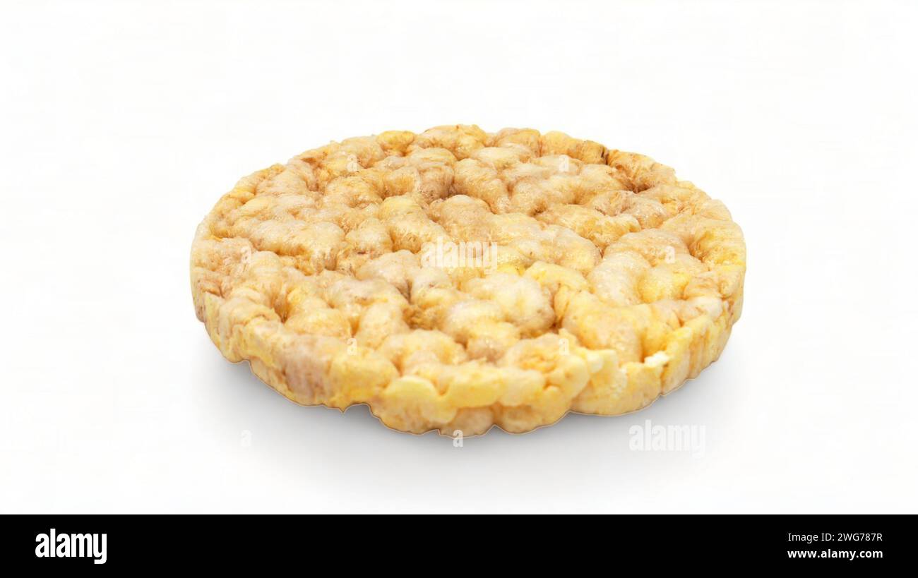 Round puffed rice cakes on a white background. Bread, bread crusts ...