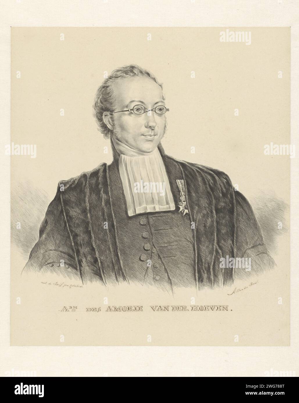 Portrait of Abraham des Amorie van der Hoeven, Abram van der Horn, 1792 - 1867 drawing paper ...