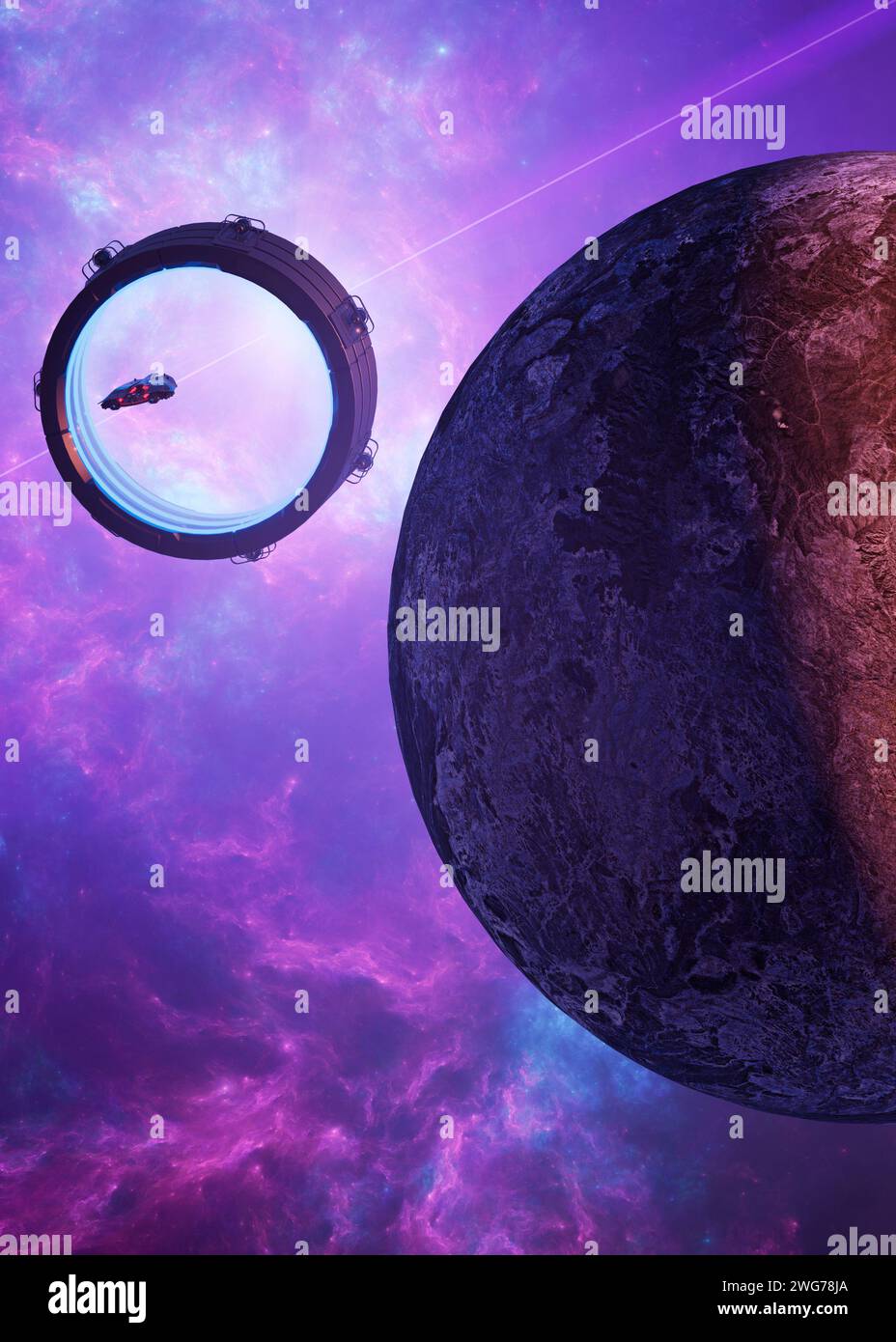 Interstellar Travel And Dimensional Portals Spaceships Exploring New Planets And Space Time