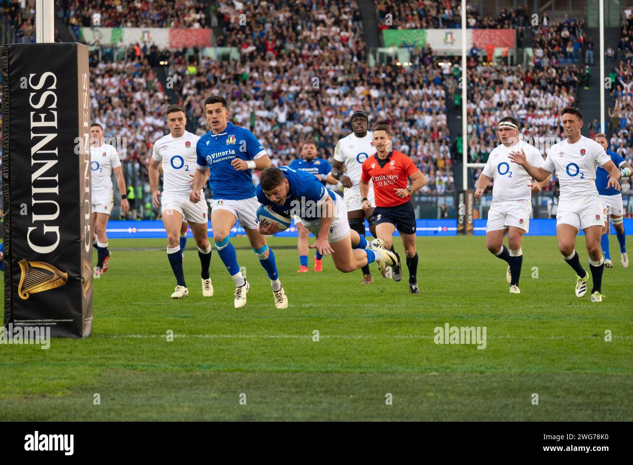 Rome, Italy, 3 feb 2024. Italy vs England, Rugby Six Nations ...
