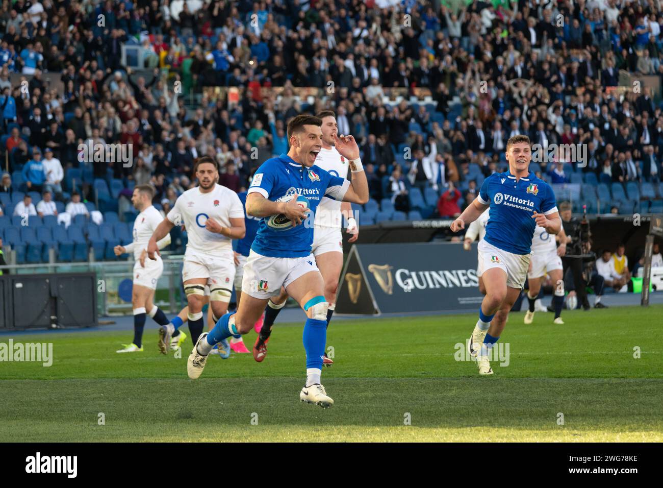 Rome, Italy, 3 feb 2024. Italy vs England, Rugby Six Nations, Tommaso ...
