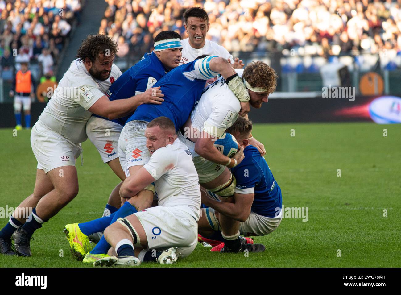 Rome, Italy, 3 feb 2024. Italy vs England, Rugby Six Nations,Ollie ...