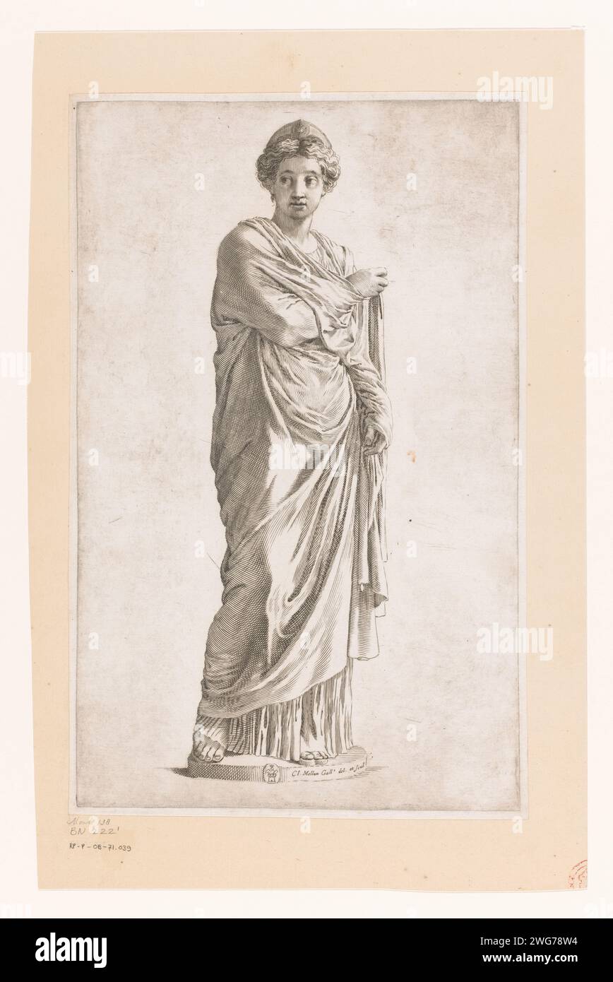 Statue of a woman, Claude Mellan, 1636 - 1637 print Rome paper ...