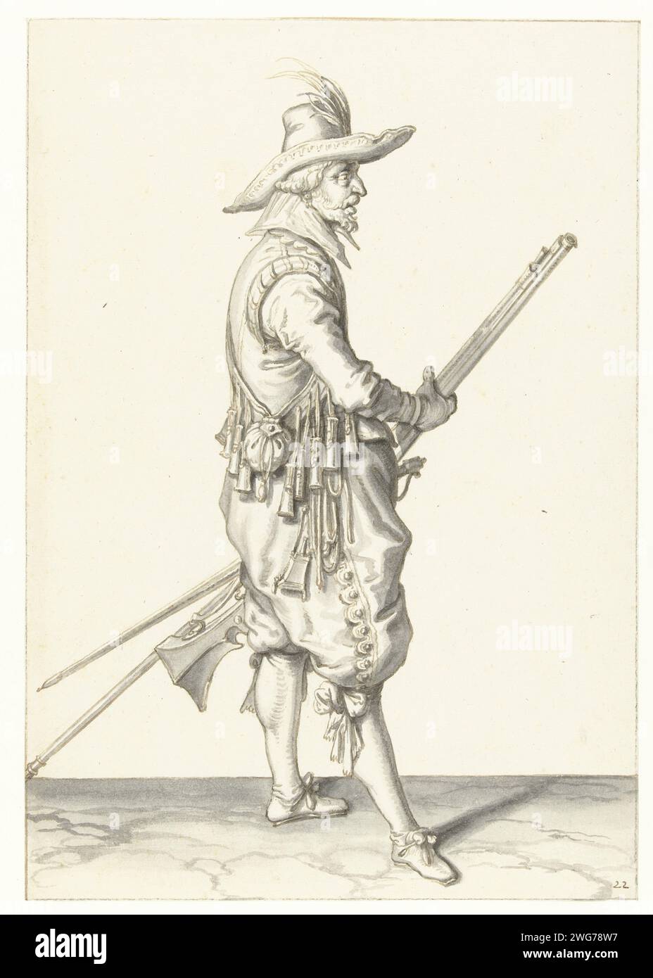 Soldier who holds his musket with both hands by his left thigh, Jacques ...