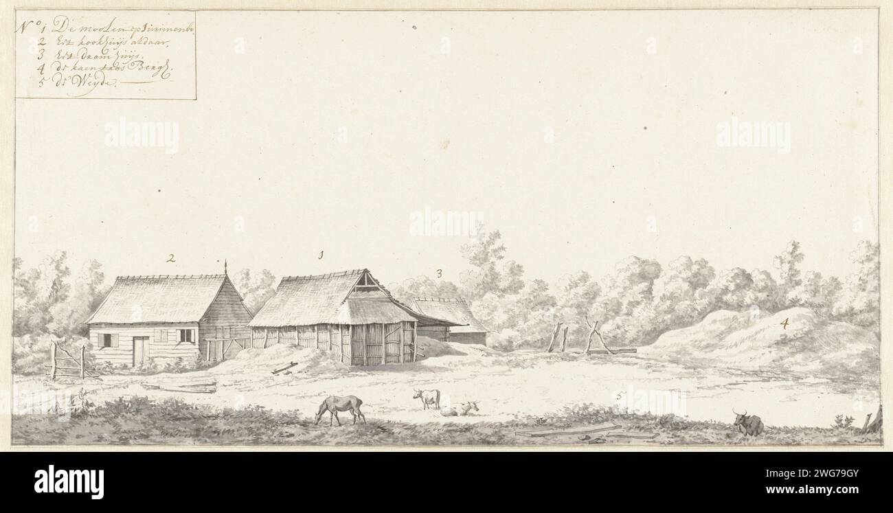 View of three houses on the Surimonbo plantation in Suriname, Dirk ...
