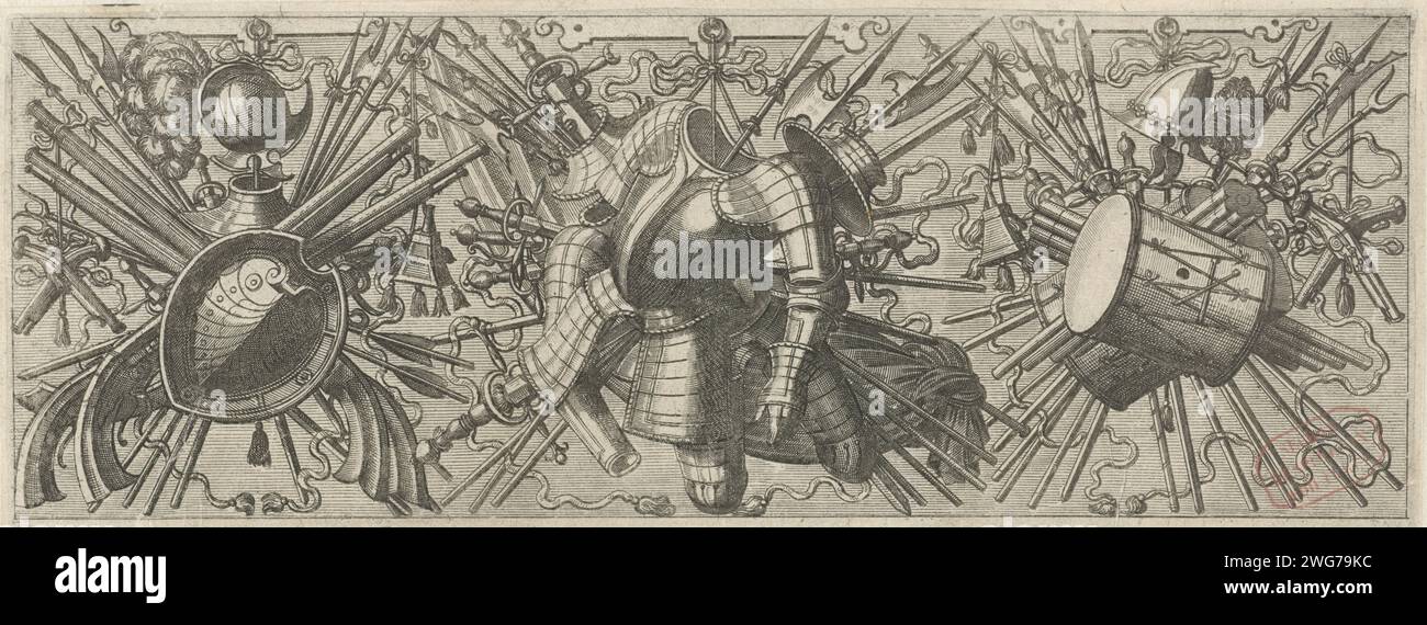Frisian with a double drum, 1572 print Frisian with a helmet, a shield ...