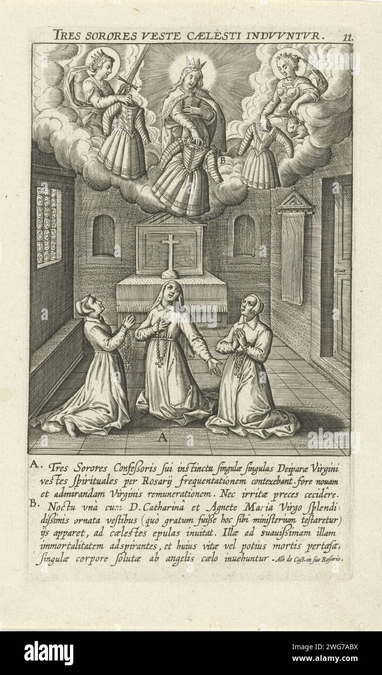 Mirakel van de Drie Zussen, Theodoor Galle (attributed to), 1610 print ...