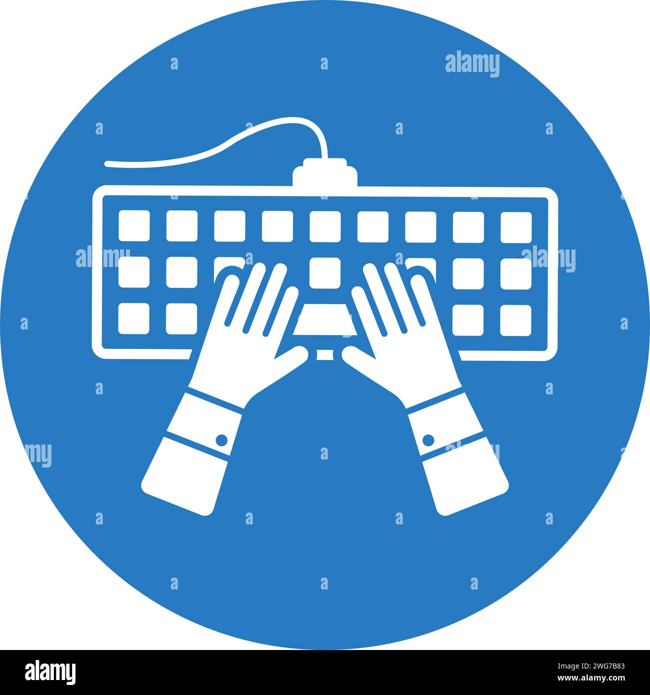 Hands Typing Keyboard Notebook Icon Is Isolated On White Background