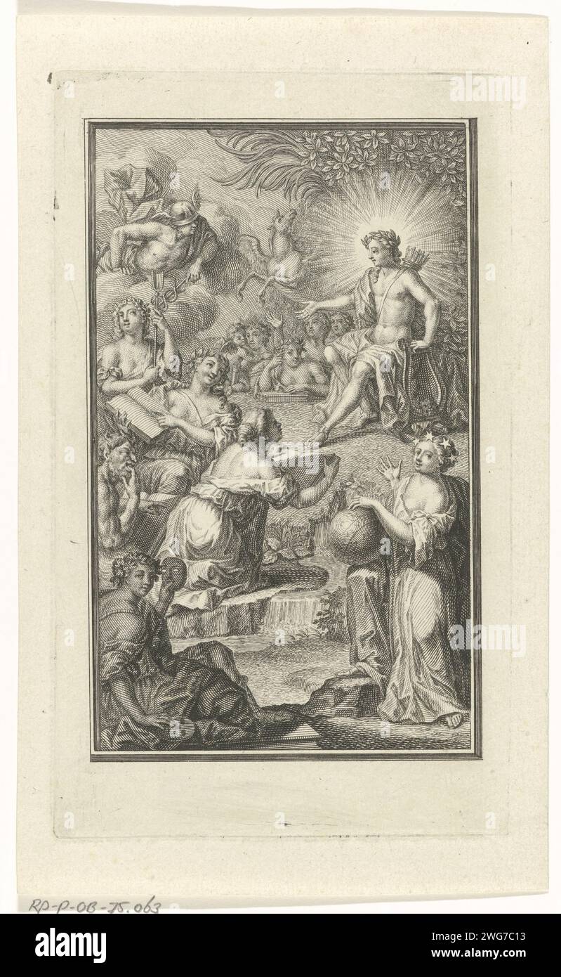 Apollo en De Muzen, Anonymous, 1703 - 1775 print Apollo in a glow of ...