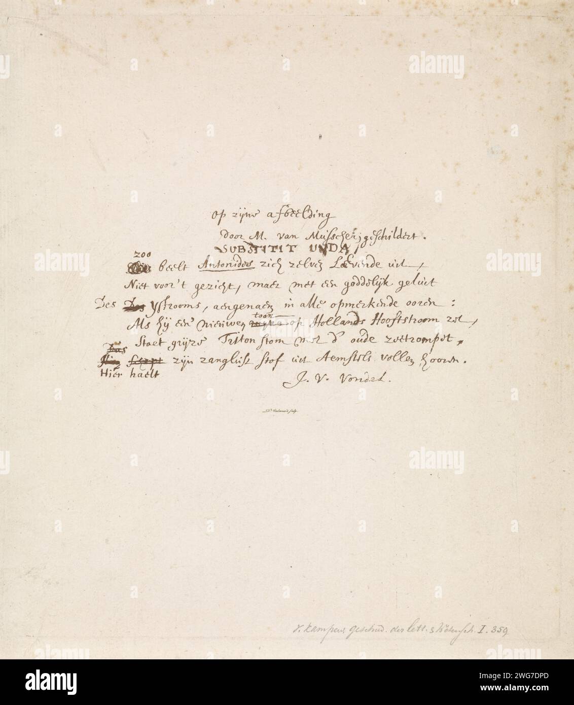 Letter from Joost van den Vondel, Daniël Vulawaard (I), 1776 - 1851 ...