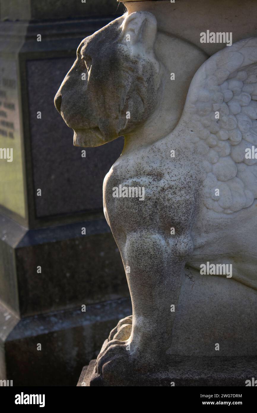 Detail of a winged lion on the memorial to John Leishman, Dean Cemetery Dean Cemetery a ...