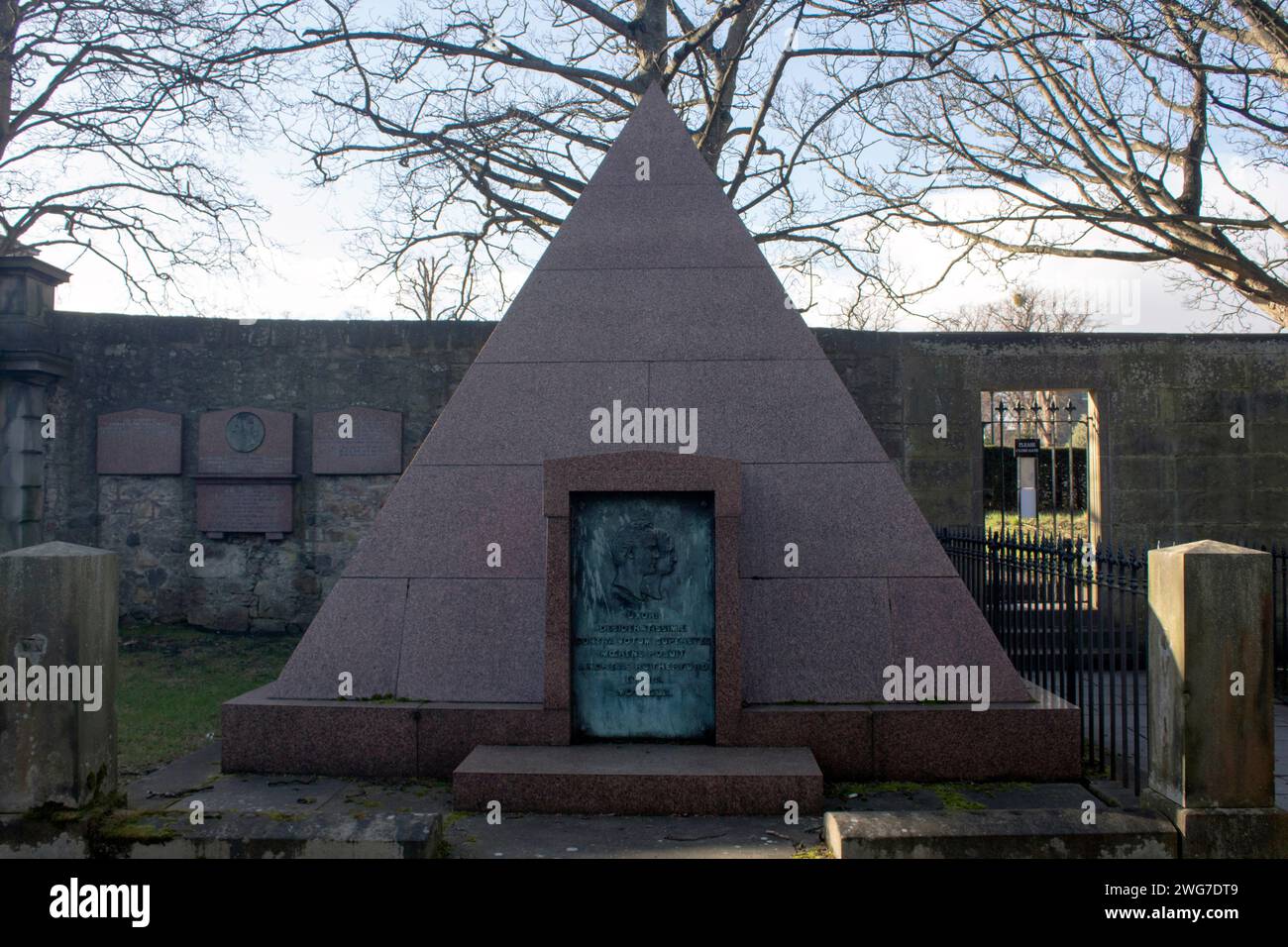 The pyramid shaped grave of Andrew, Lord Rutherfurd, in Dean Cemetery a ...