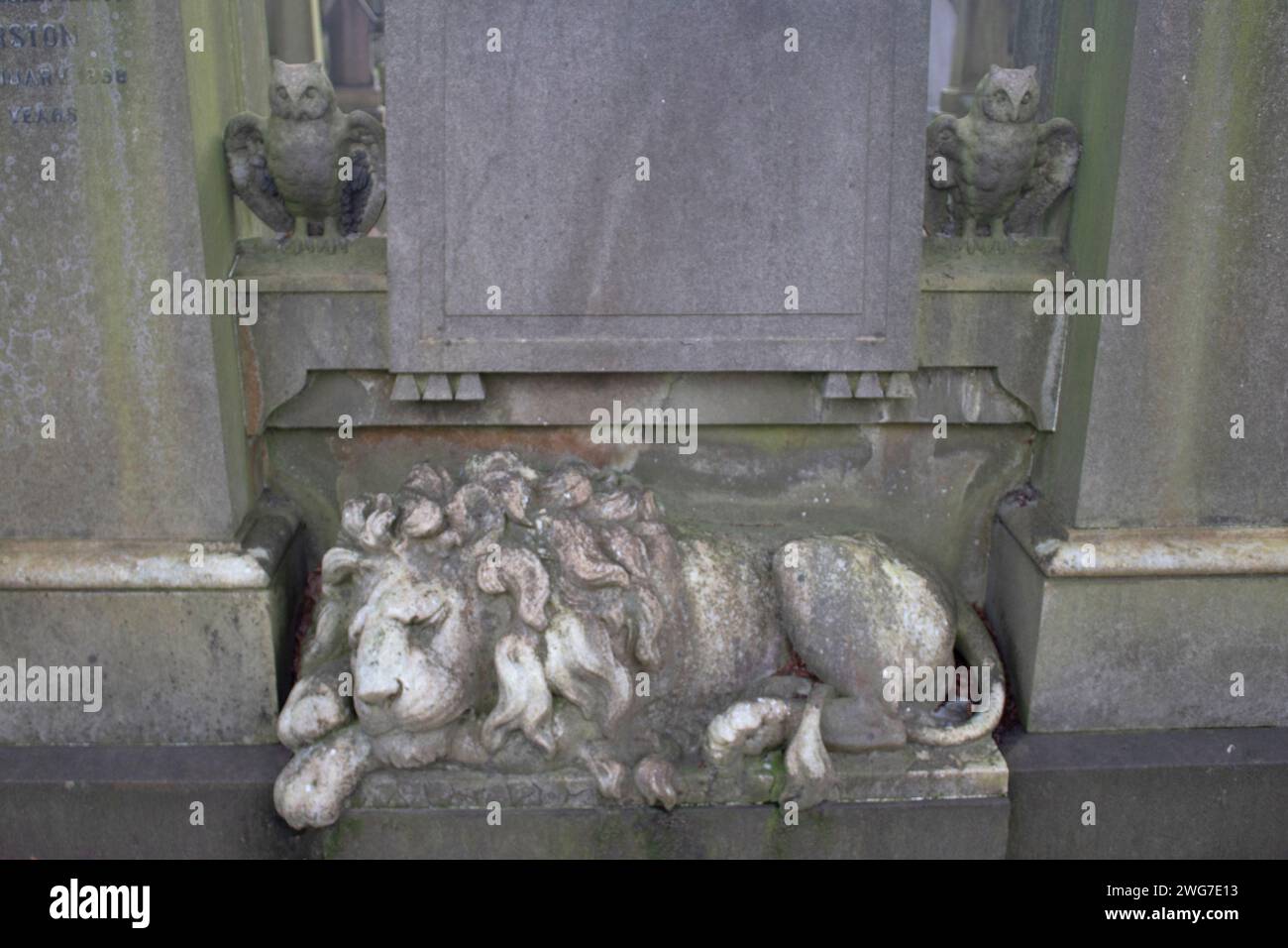 Statue Of A Sleeping Lion On A Grave In Dean Cemetery A Victorian Cemetery Near Dean Village