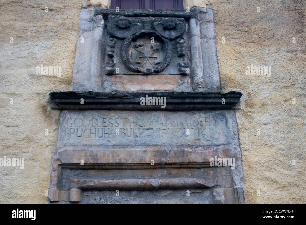 The coat of arms of the Baxters Incorporation on the Old Tolbooth near ...