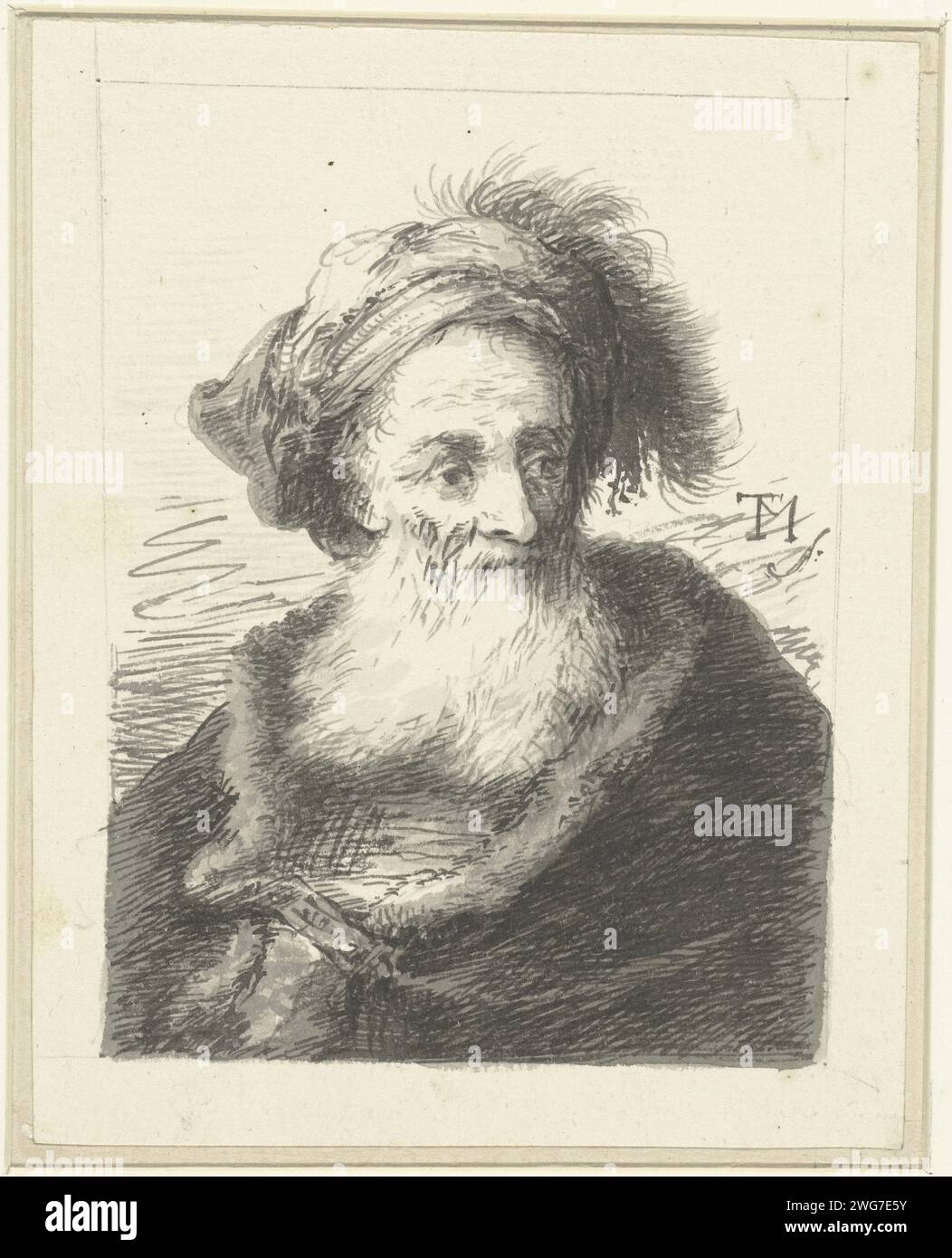 Bust of an old man, Johann Georg Trautmann, 1723 - 1769 drawing paper ...