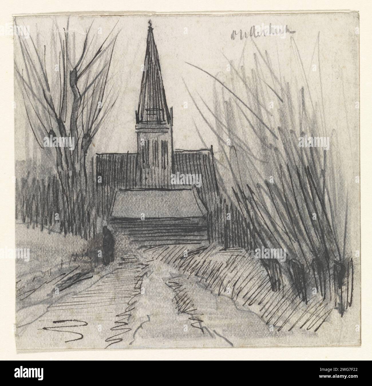 Church of Ouderkerk, Jan van Essen, 1864 - 1936 drawing paper. ink ...
