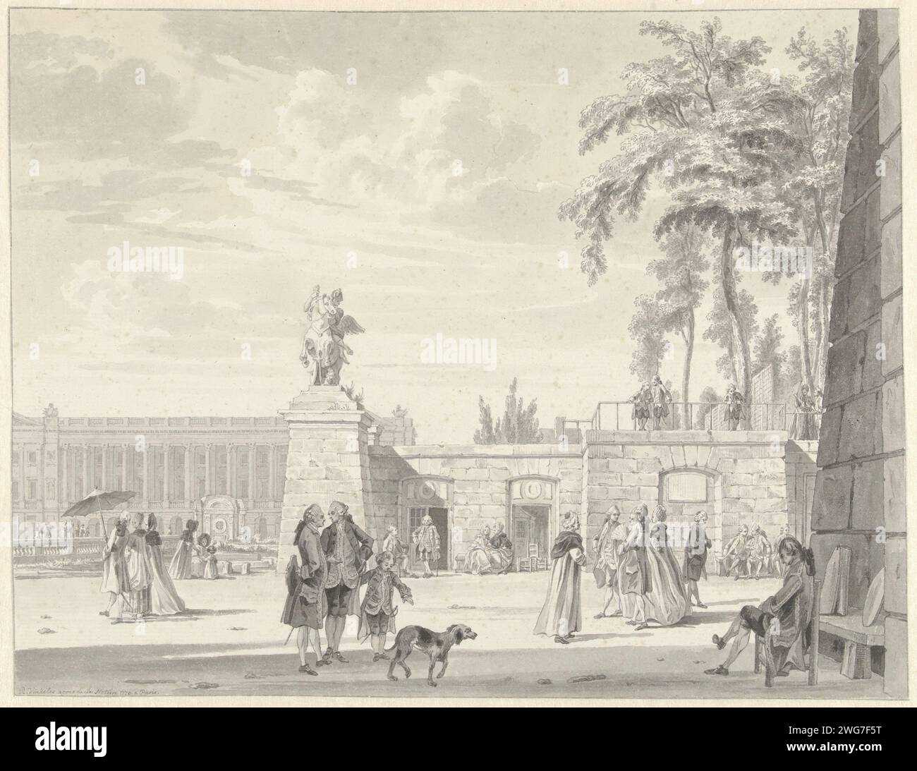 De Tuileries in Paris, Reinier Vinkeles (I), 1770 drawing paper. ink ...