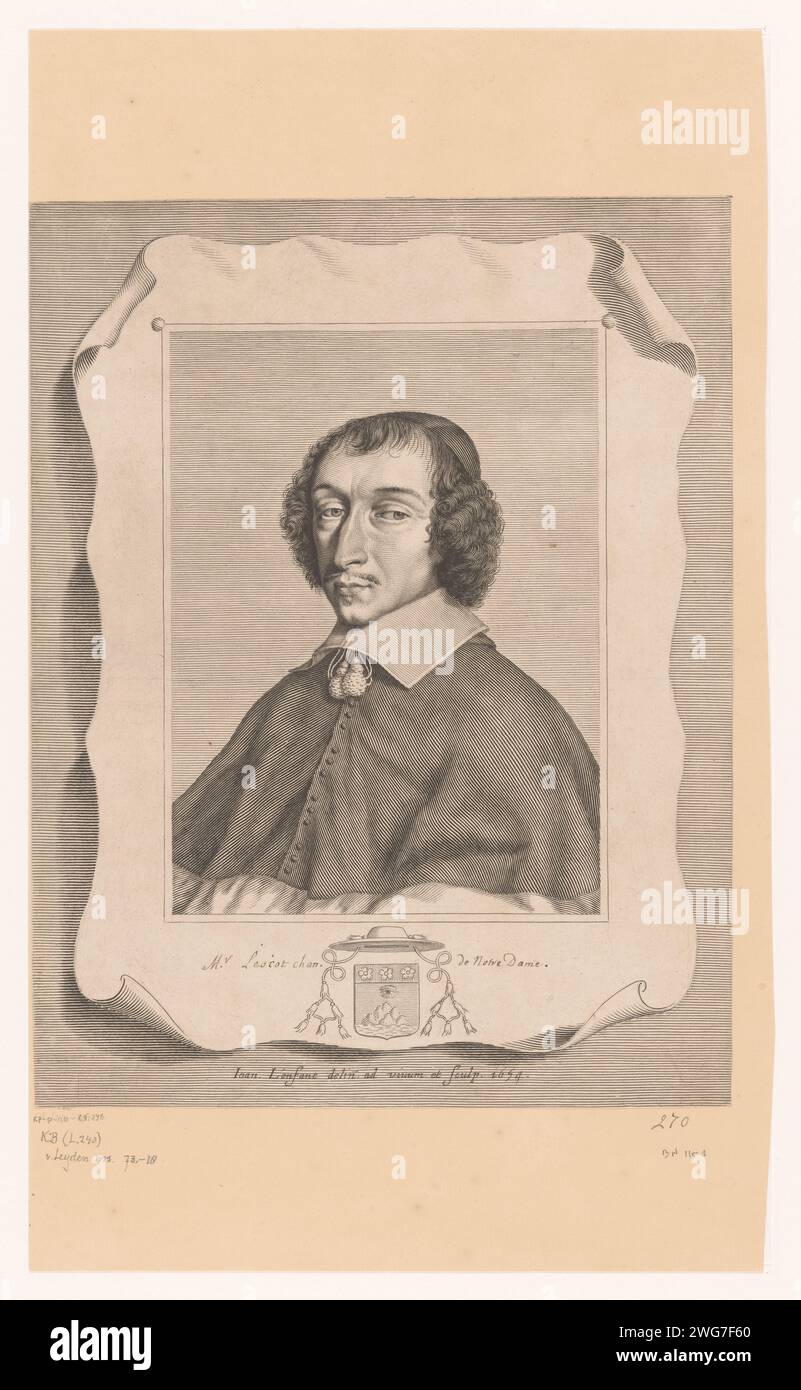 Portret van Matthieu Lescot, Jean Lenfant, 1654 print France paper ...