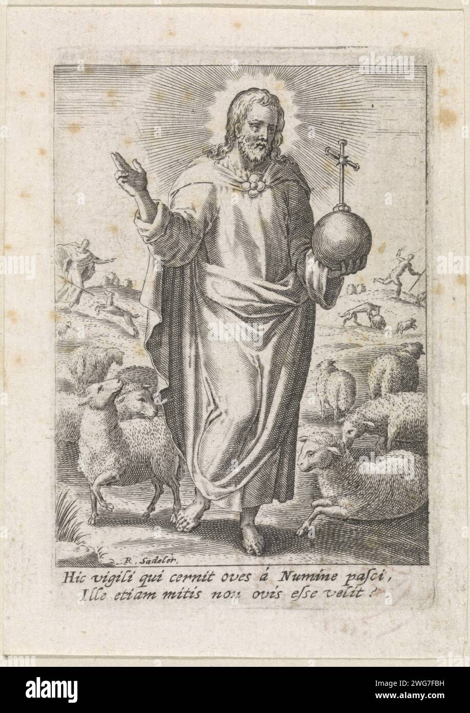 Christ as a good shepherd, Raphaël Sadeler (I), 1617 print Christ ...
