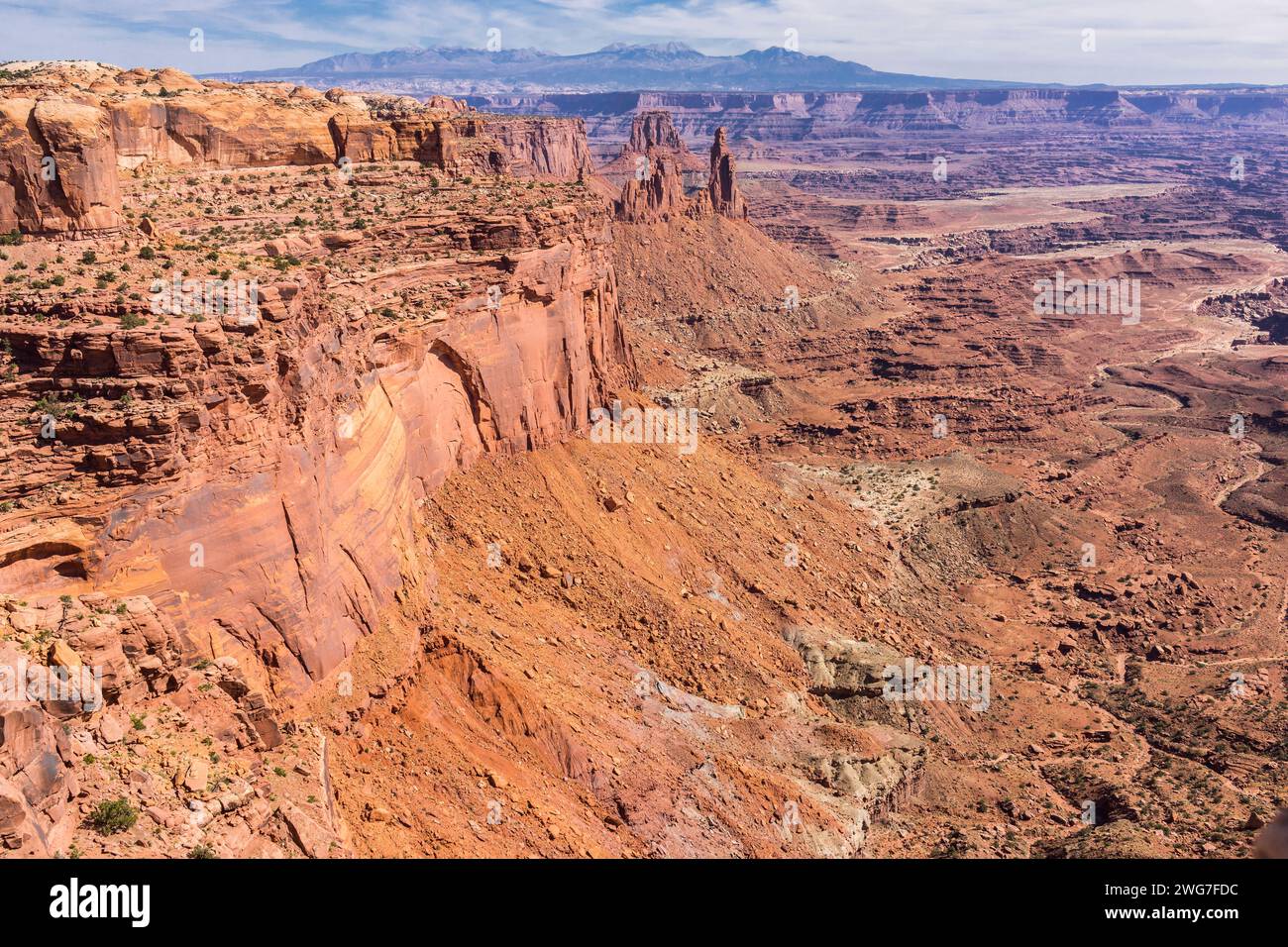 United States. Utah. Canyonlands National Park. From Mesa Arch, canyons ...