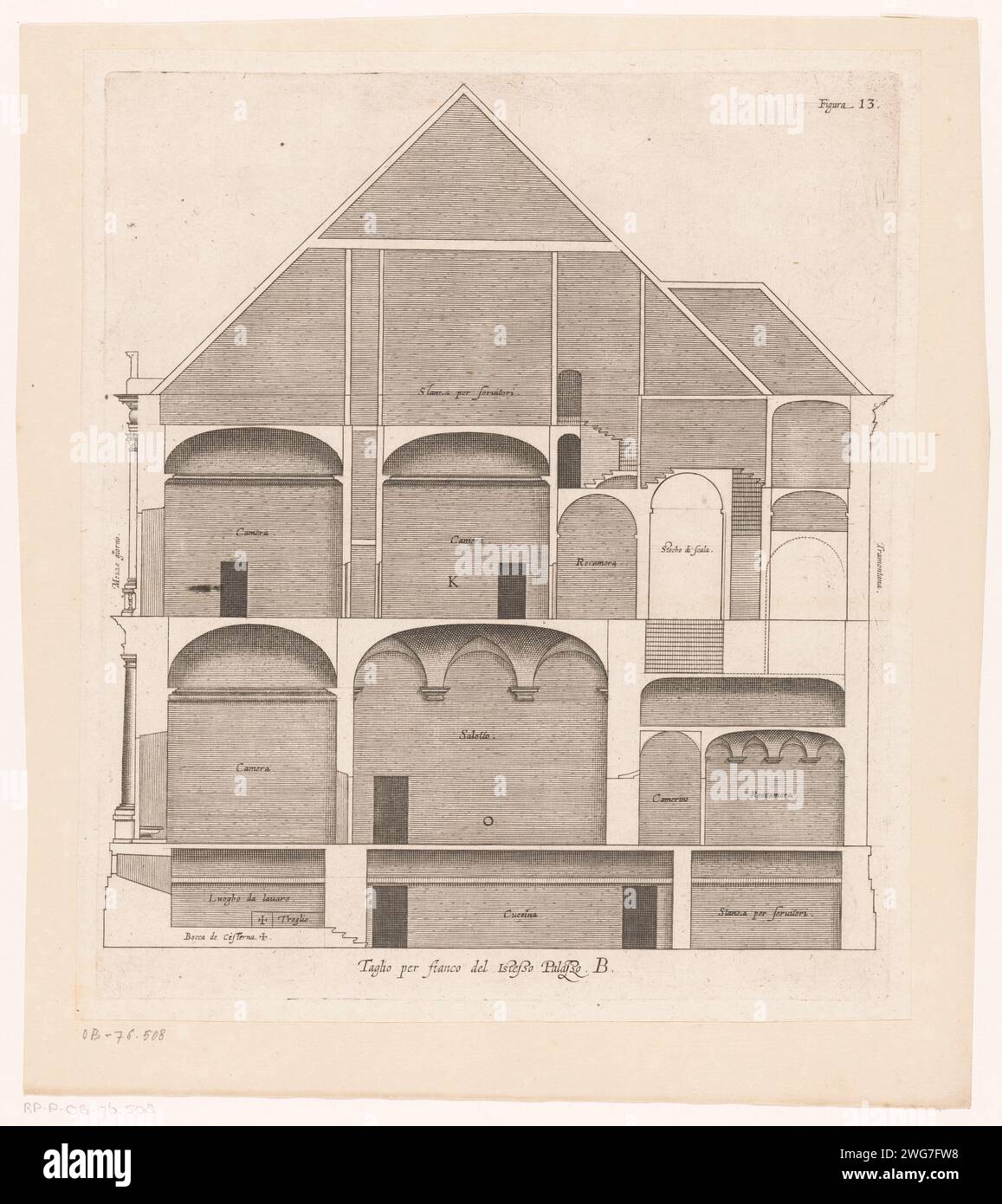 Long-through cut of the Villa Giustiniani-Cambiasso in Genoa, Nicolaes ...