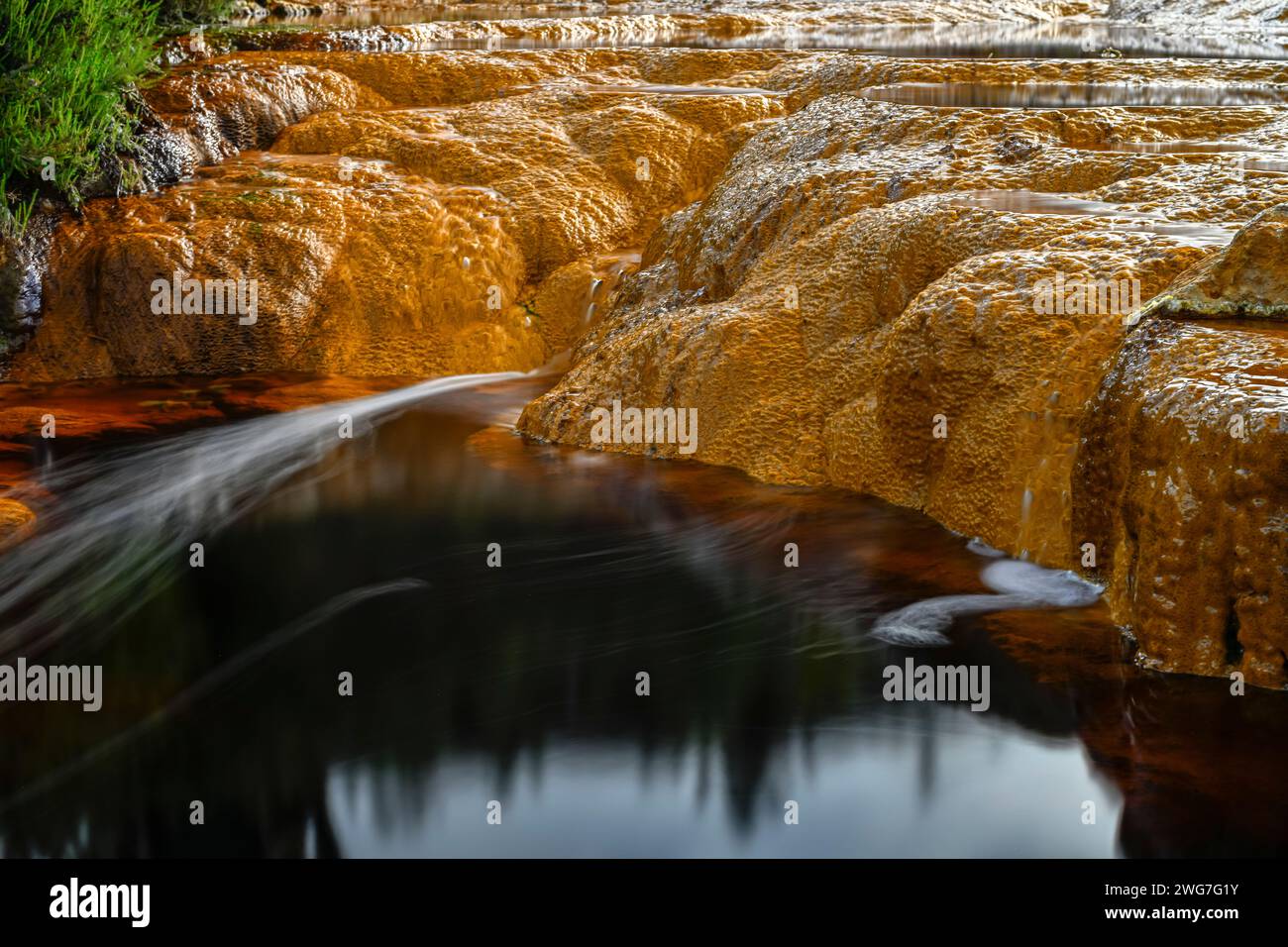 Vivid details of the iron-rich sediment and microbial mats along the ...