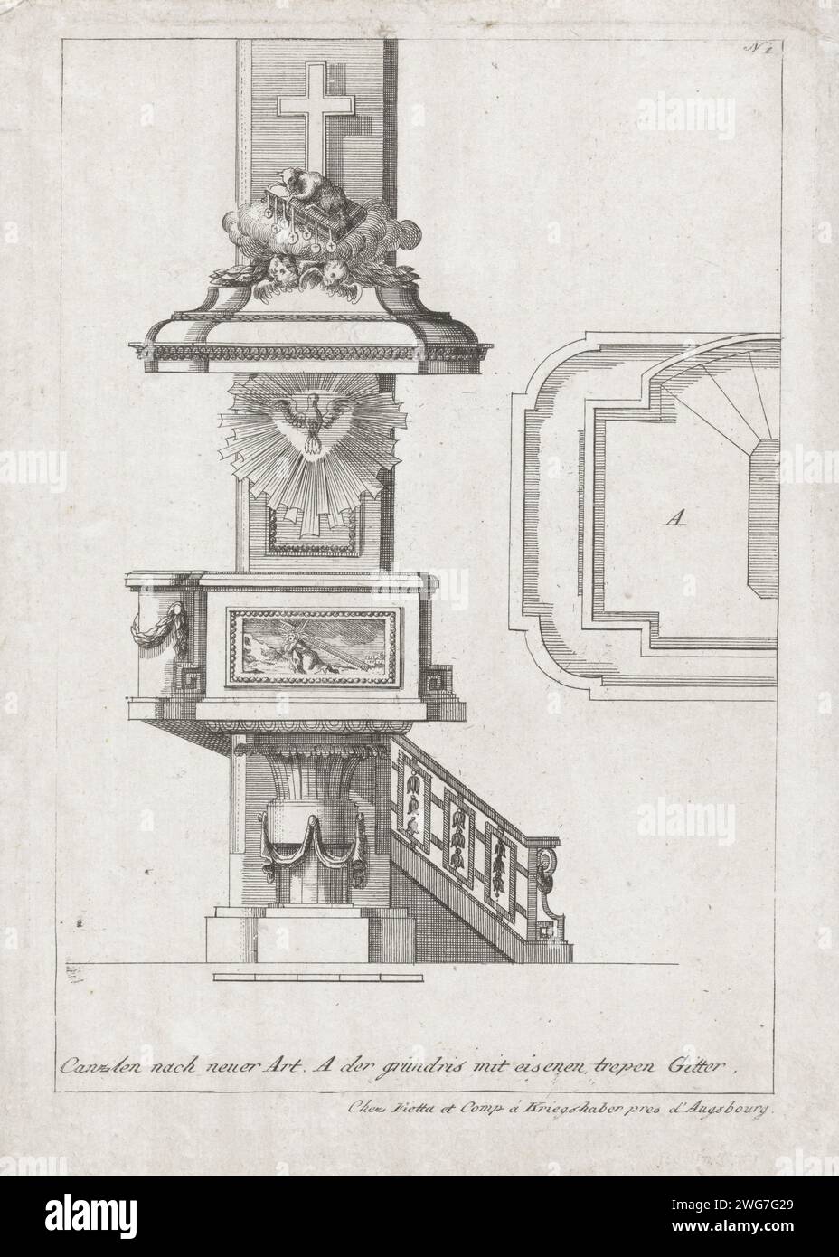 Pulpit with the Lamb and the book with the seven stamps, 1790 print ...