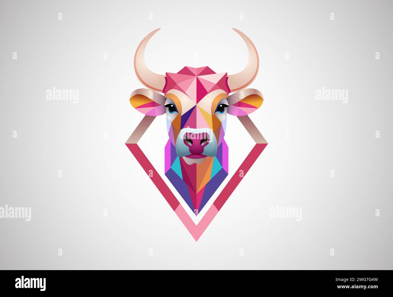Geometric bull head logo design vector illustration Stock Vector Image ...