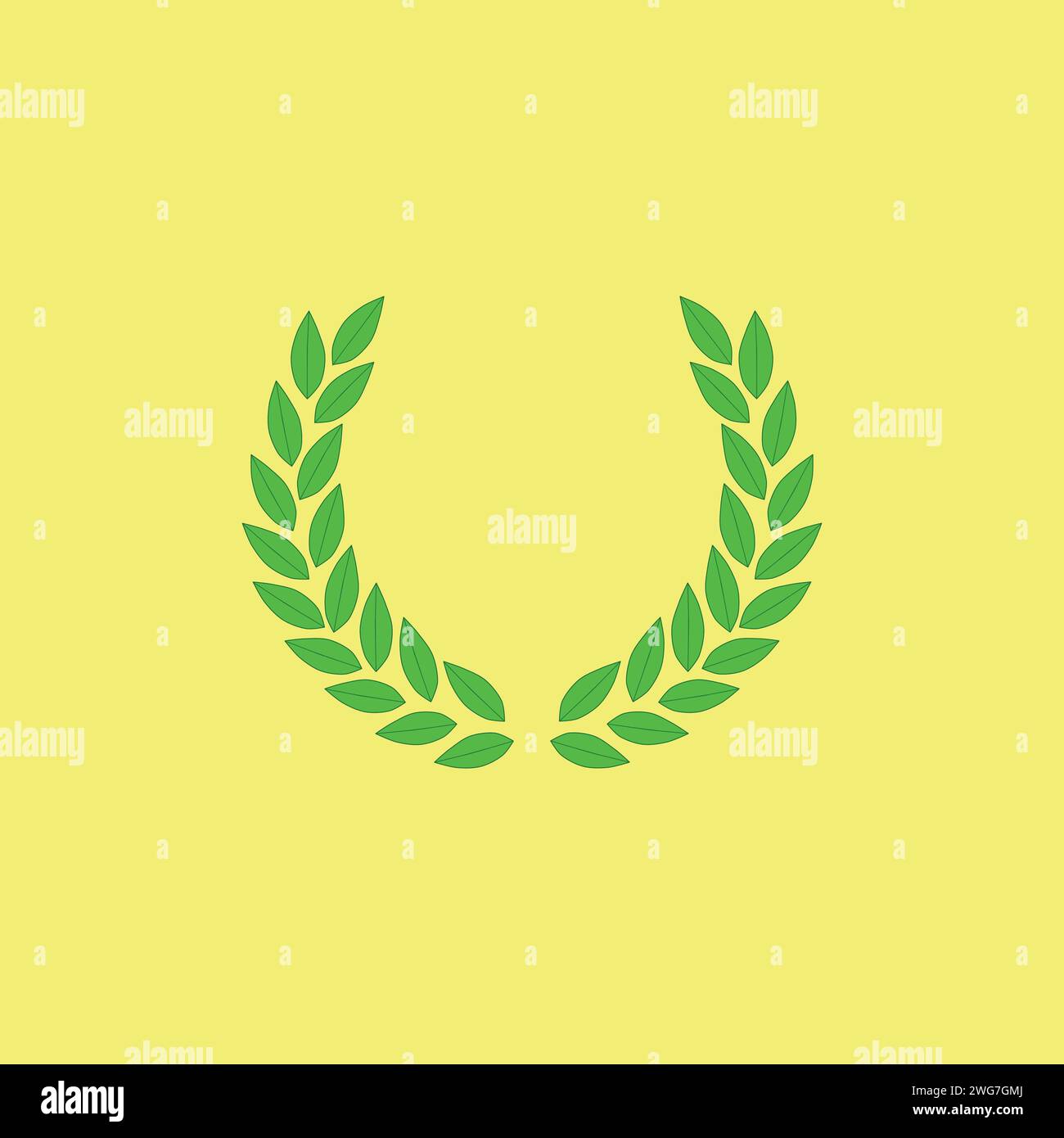 Ancient greek green olympic wreath on the yellow background Stock ...