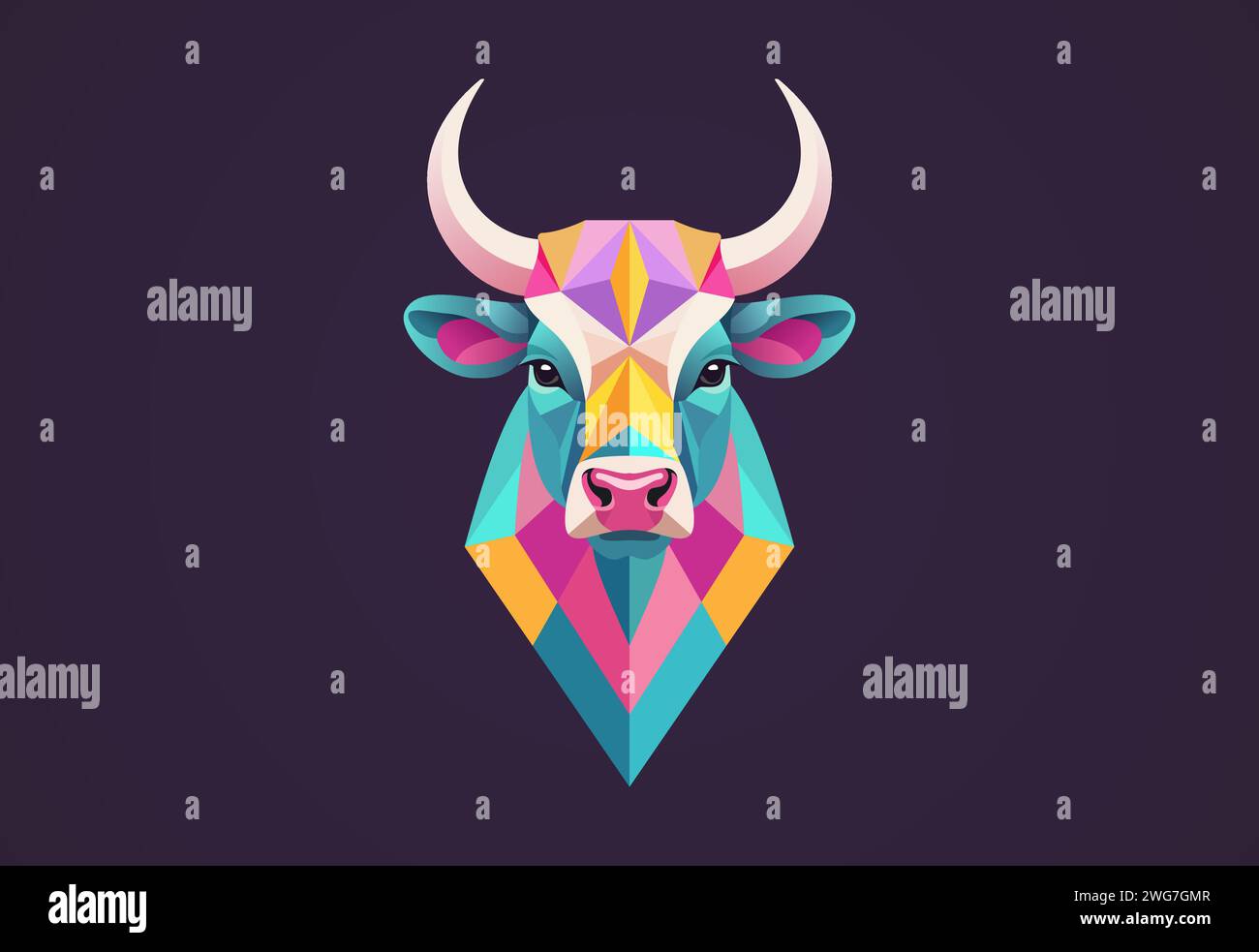 Geometric bull head logo design vector illustration Stock Vector Image ...