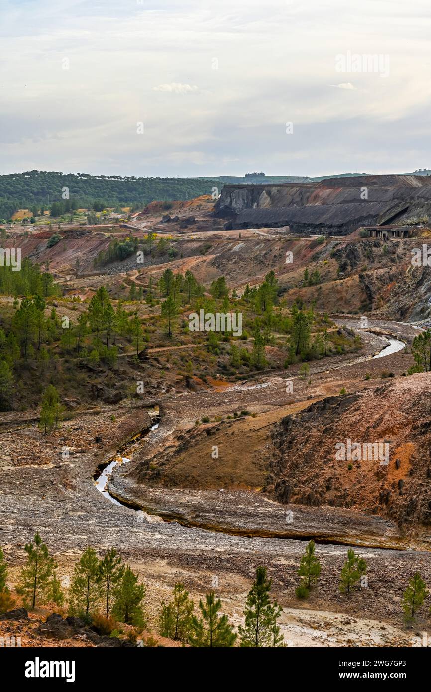 Overlooking the historic mining landscape of Rio Tinto with its winding ...