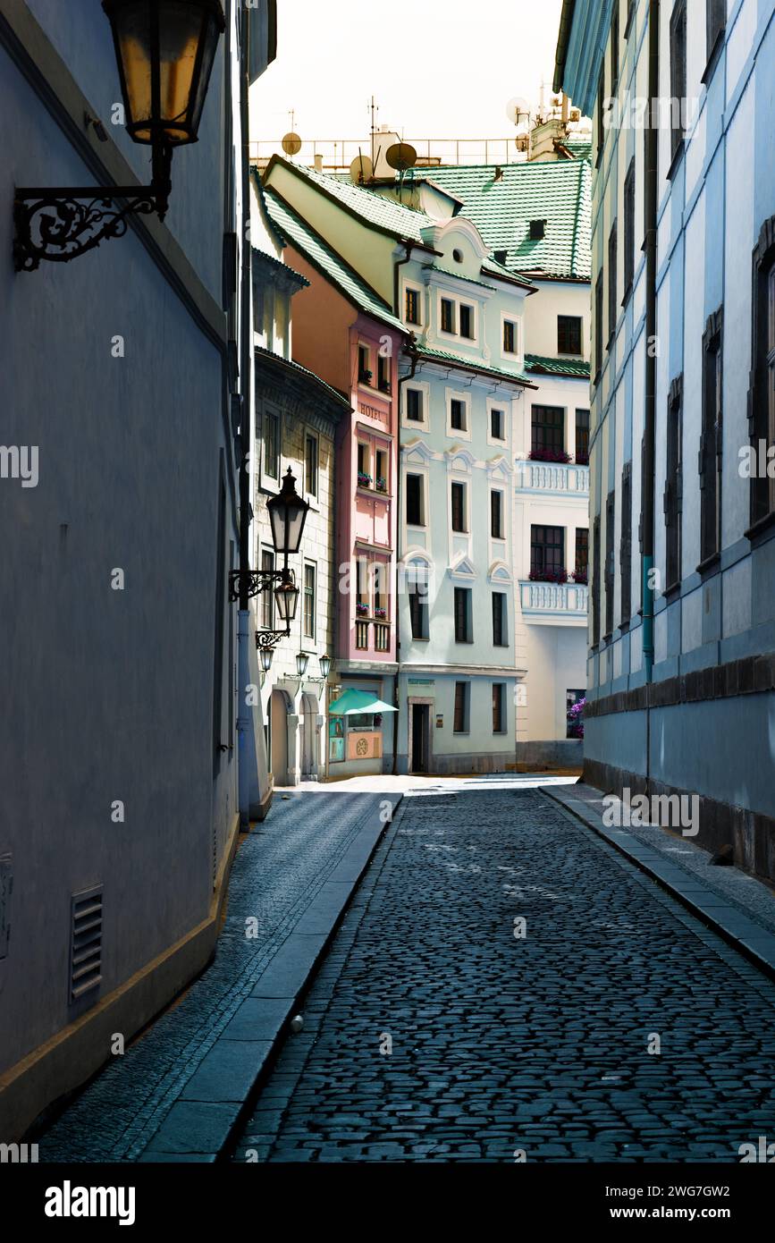 Charming Urban Alleyway with Traditional Cobblestone Pavement and ...