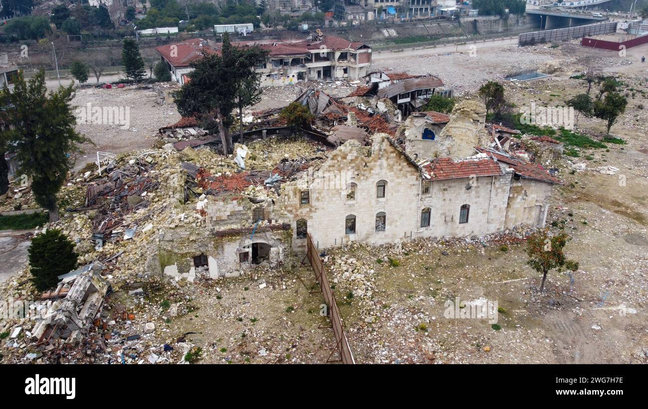 (EDITORS NOTE: Photo taken with drone) Antakya Greek Orthodox Church ...