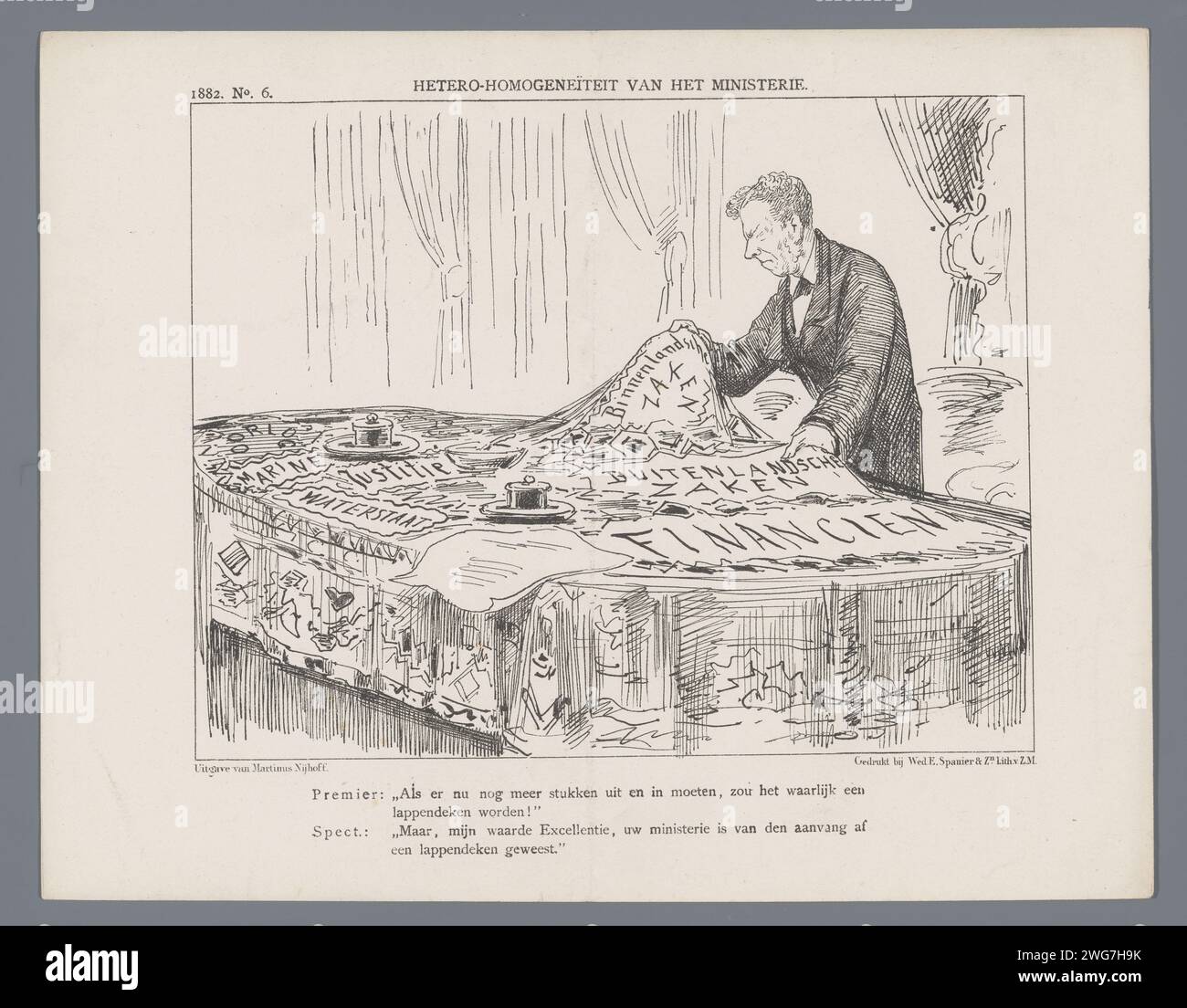 Political cartoon, 1882, 1882 print Political cartoon with the minister ...