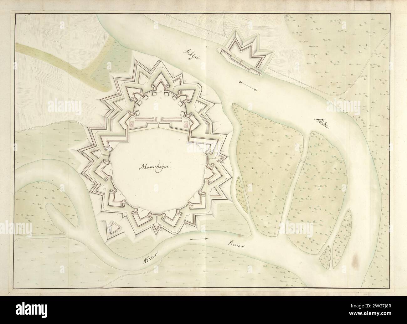Map of Mannheim, ca. 1701-1715, 1701 - 1715 drawing Map of the ...