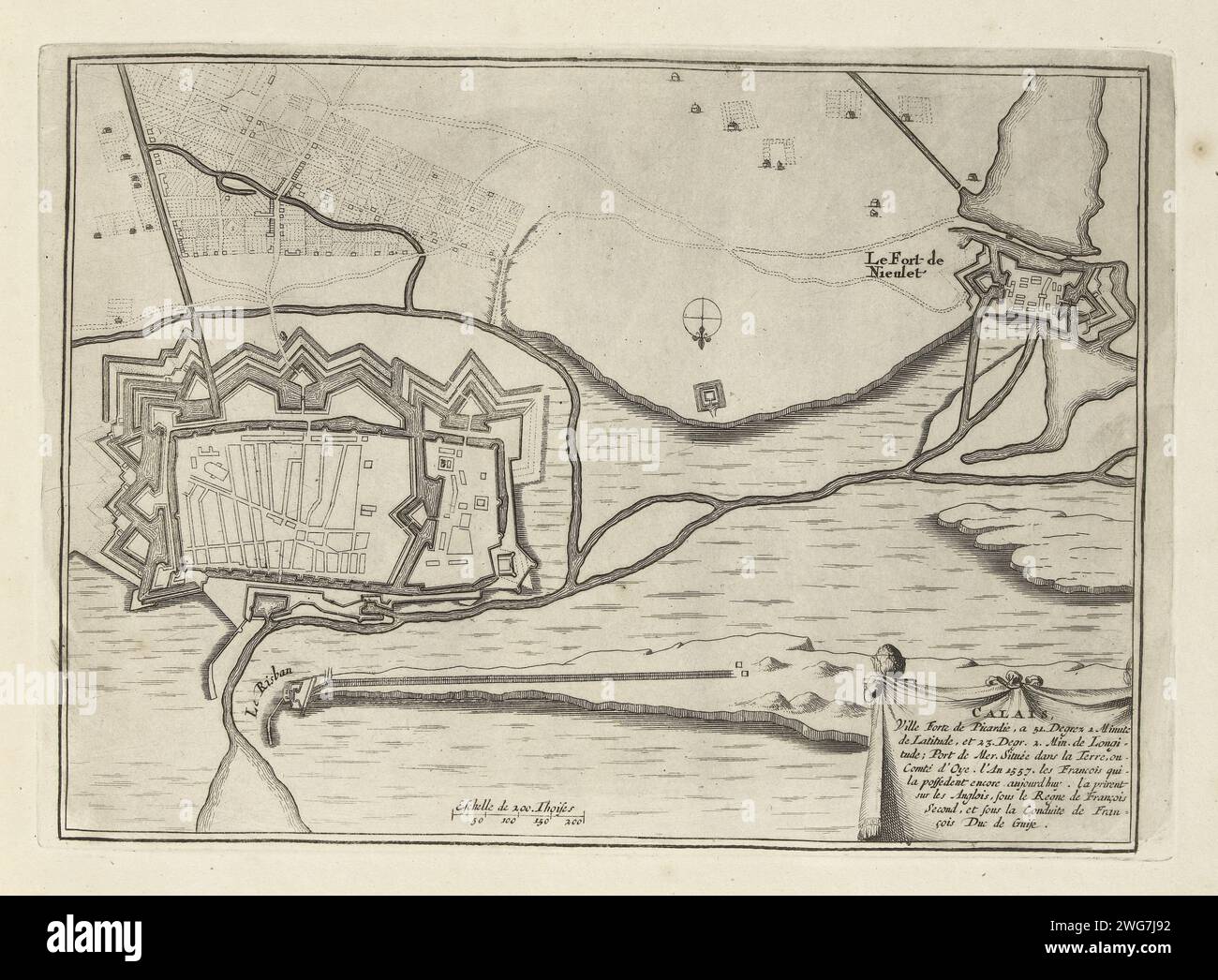 Map of Calais, 1693, 1693 print Map of the reinforcements for the ...