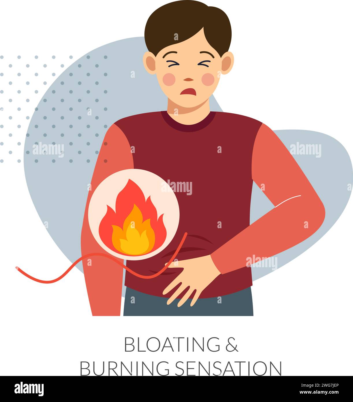 Person with Bloating and Burning Sensation in Stomach - Stock ...