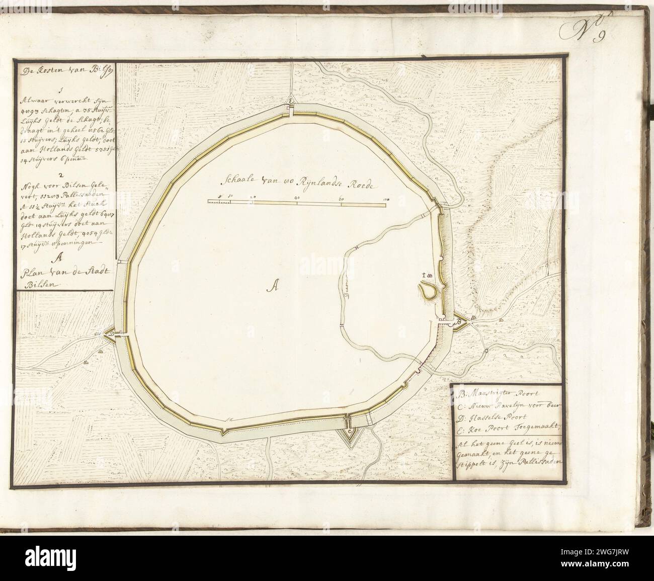 Map of Bilsen, ca. 1701-1715, 1705 drawing Map of the reinforcements of ...