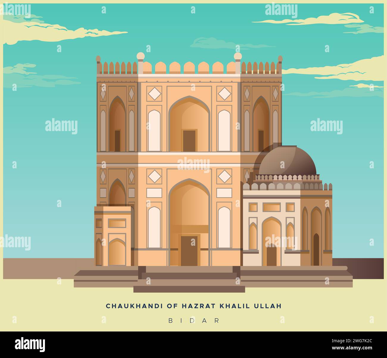 Tomb - Chaukhandi of Hazrat Khalil Ullah - Bidar - Stock Illustration ...