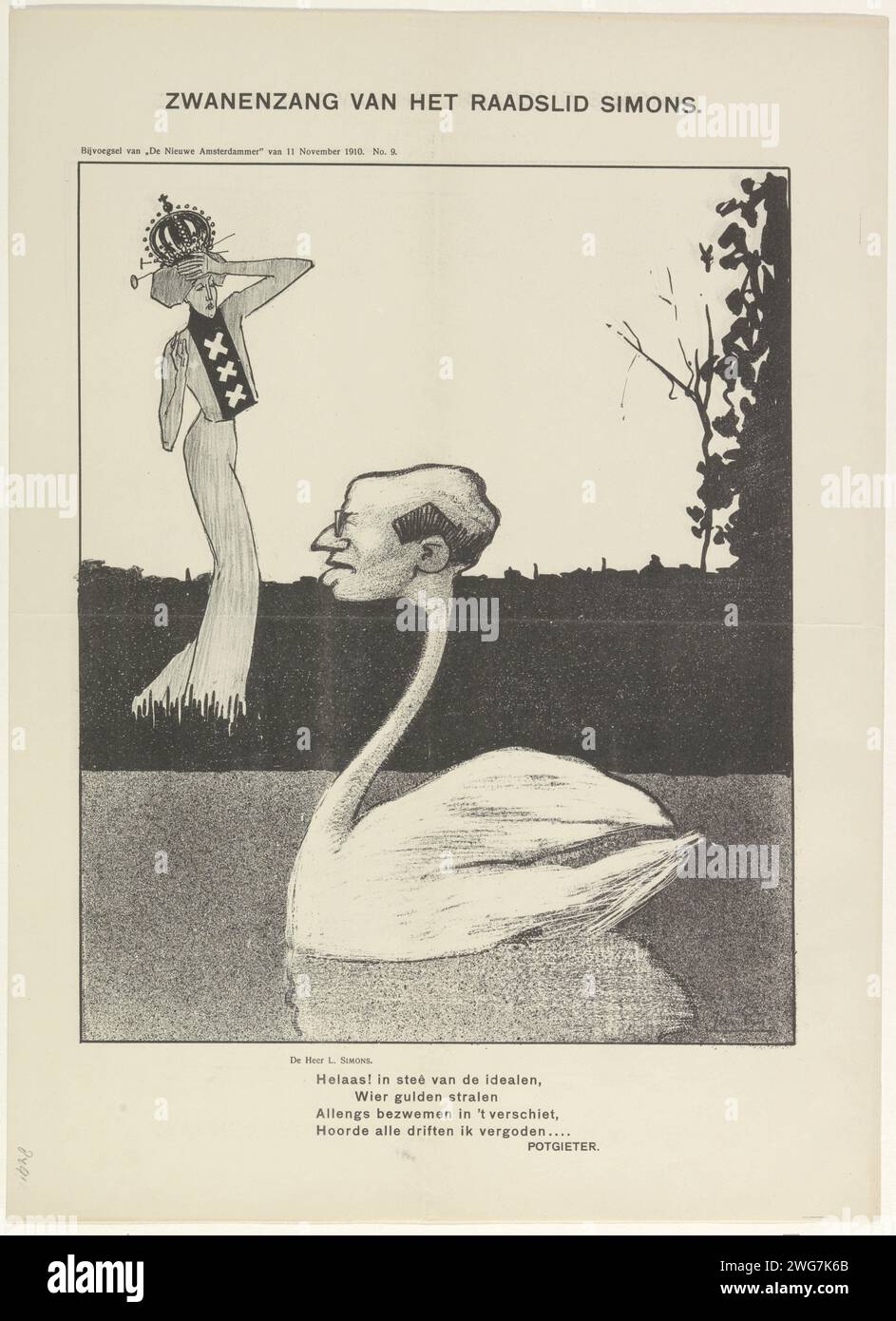 Cartoon on the Amsterdam councilor L. Simons, 1910, 1910 print Cartoon ...