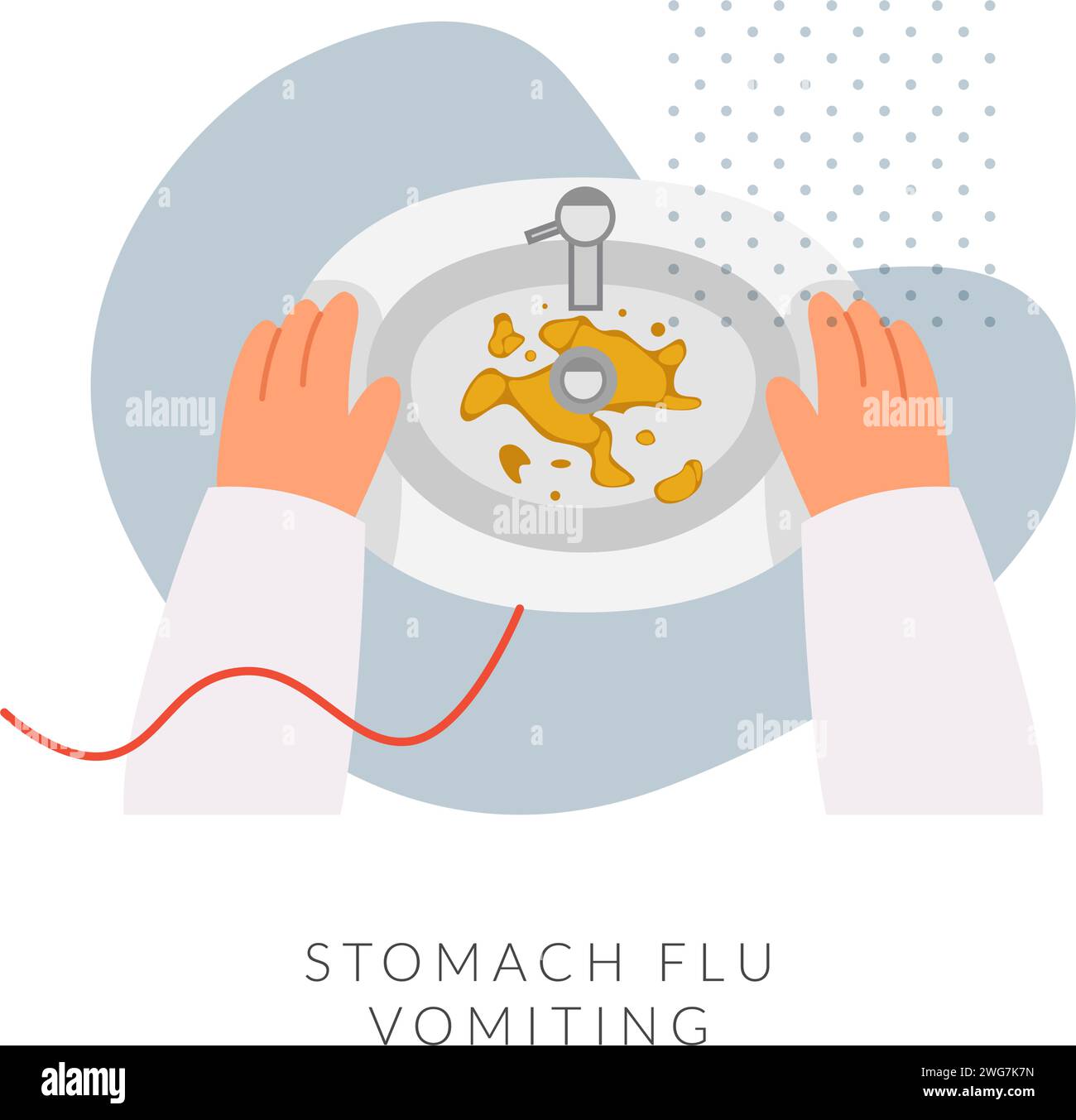 Person with Stomach Flu - Vomiting in Basin - Stock Illustration as EPS ...