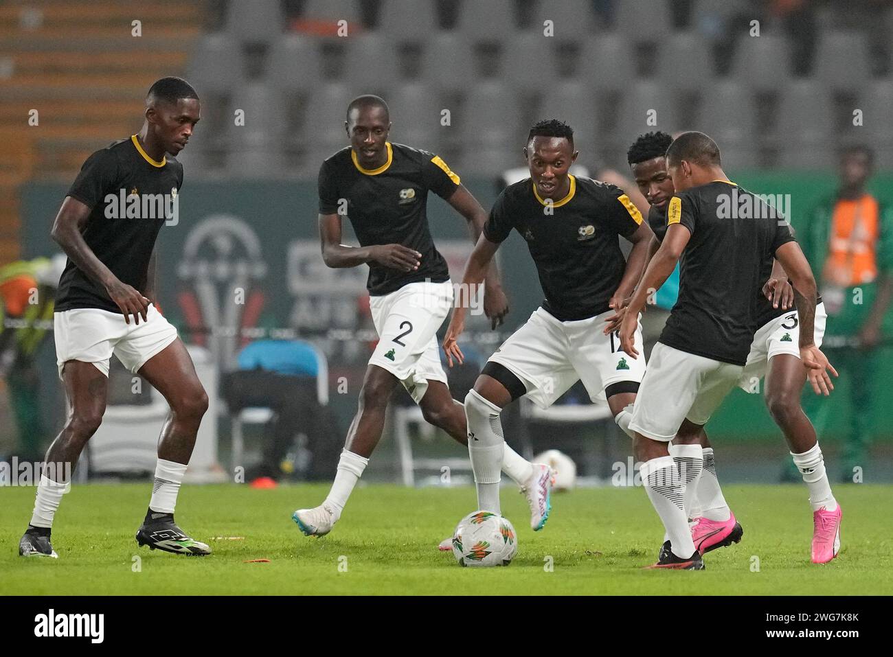 South African players warm-up before the African Cup of Nations quarter ...