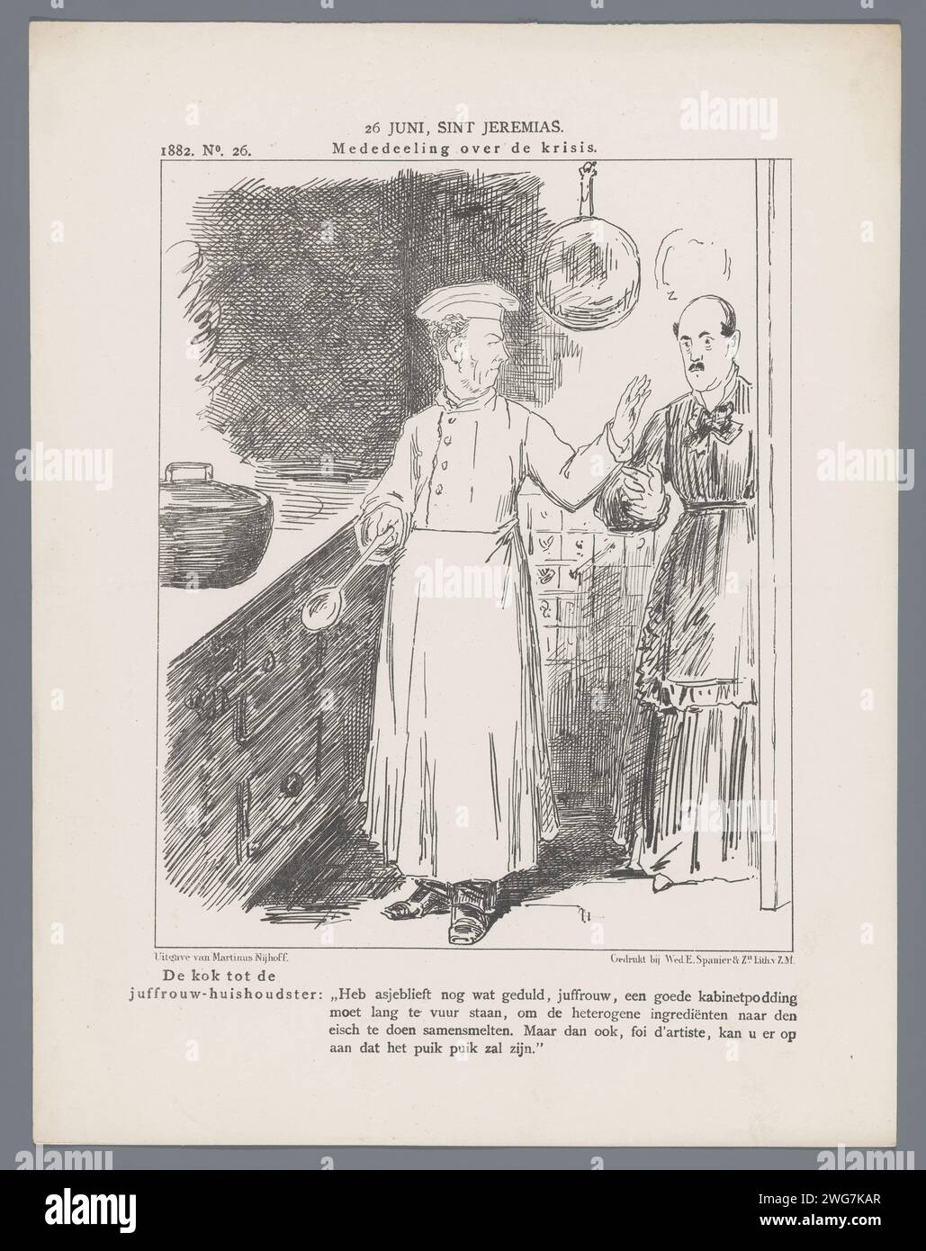 Political cartoon, 1882, 1882 print Political cartoon with a cook in ...