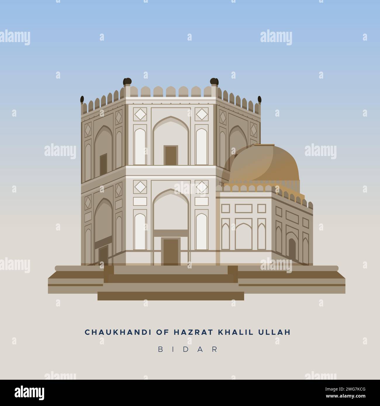 Tomb - Chaukhandi of Hazrat Khalil Ullah - Bidar - Stock Illustration ...