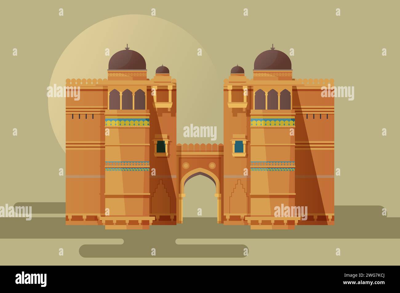 Gwalior Fort - A hill fort Entry Gate - Stock Illustration as EPS 10 ...