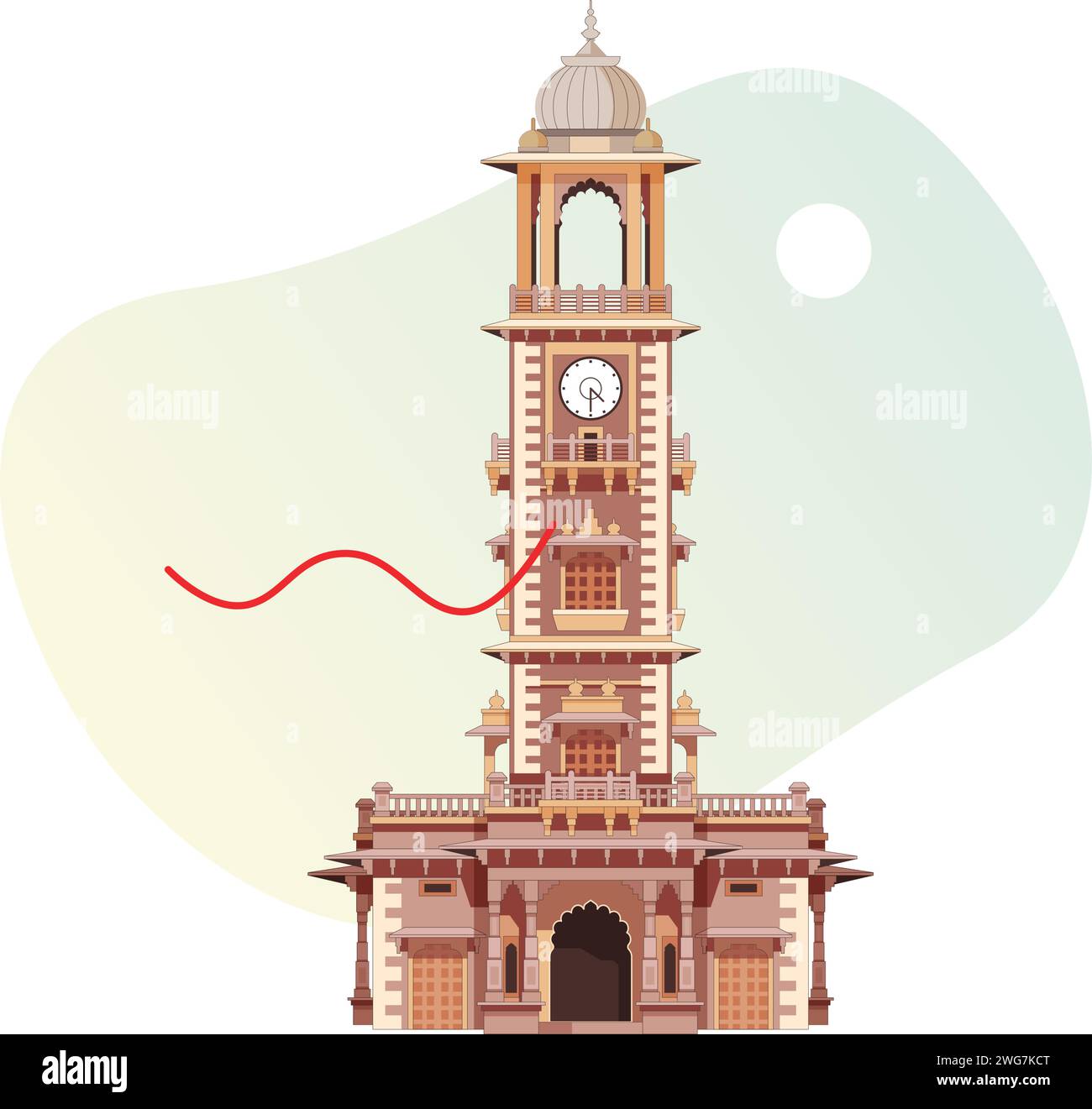 Ghanta Ghar or the Famous Clock Tower of Jodhpur - Stock Illustration ...