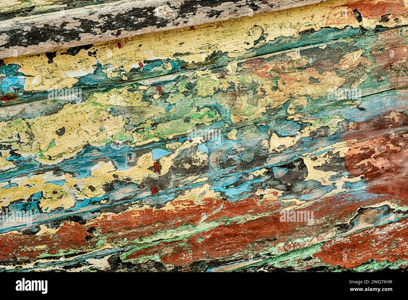 An abstract background is seen in the paint flakes peeling off the hull ...